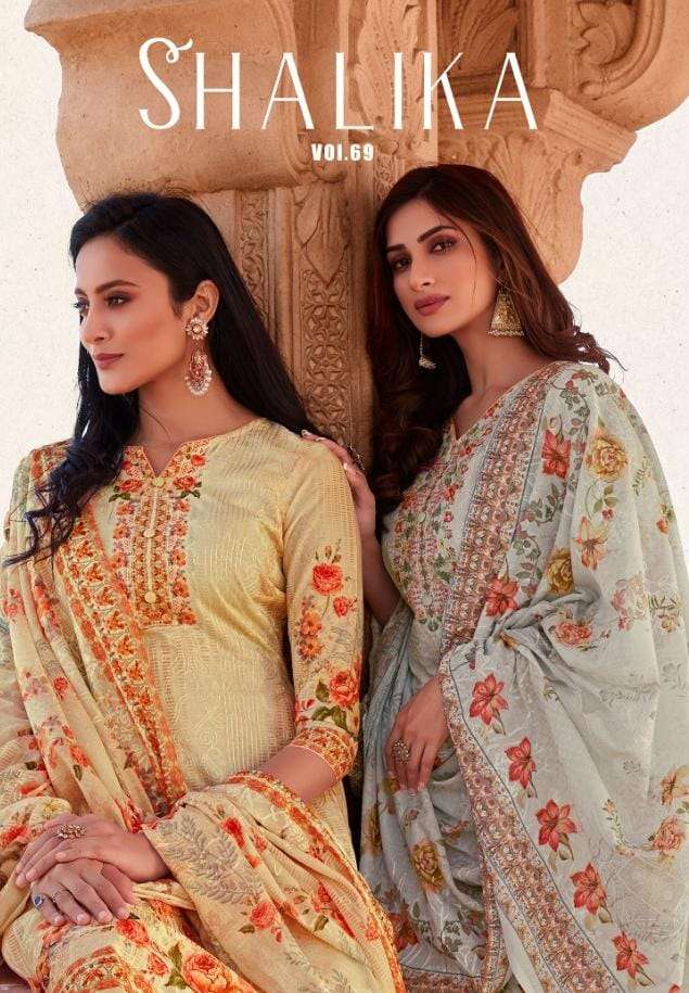 Shree shalika fashion crape collection vol 1 embroidery digital printed ...