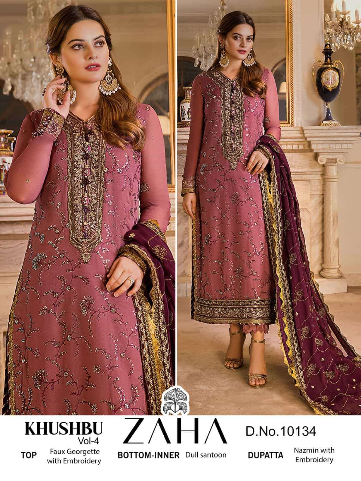 Zaha Khushbu 10136 New Designer Style Pakistani Suit Collection