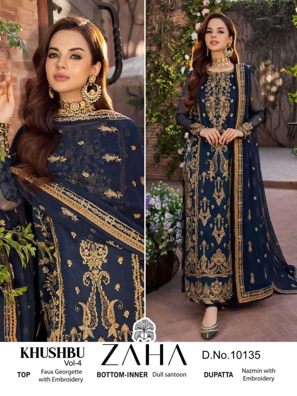 Zaha Khushbu 10136 New Designer Style Pakistani Suit Collection