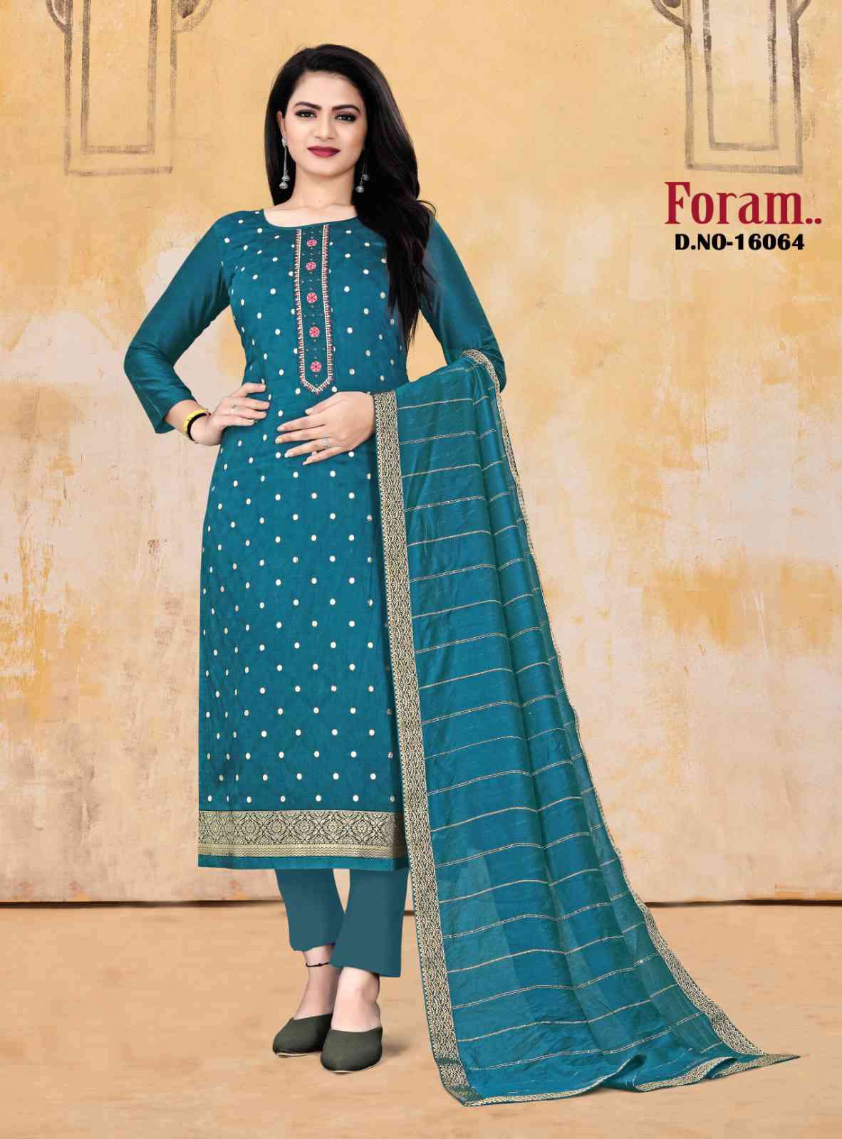 Panch Ratna Foram Fancy Work Viscose Silk Salwar Kameez Catalog Wholesaler