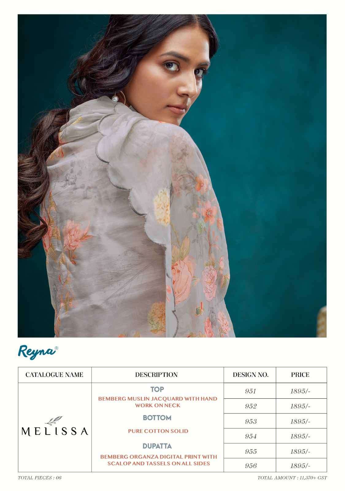 Reyna Melissa Traditional Designs Partywear Ladies Suit Catalog Exporter