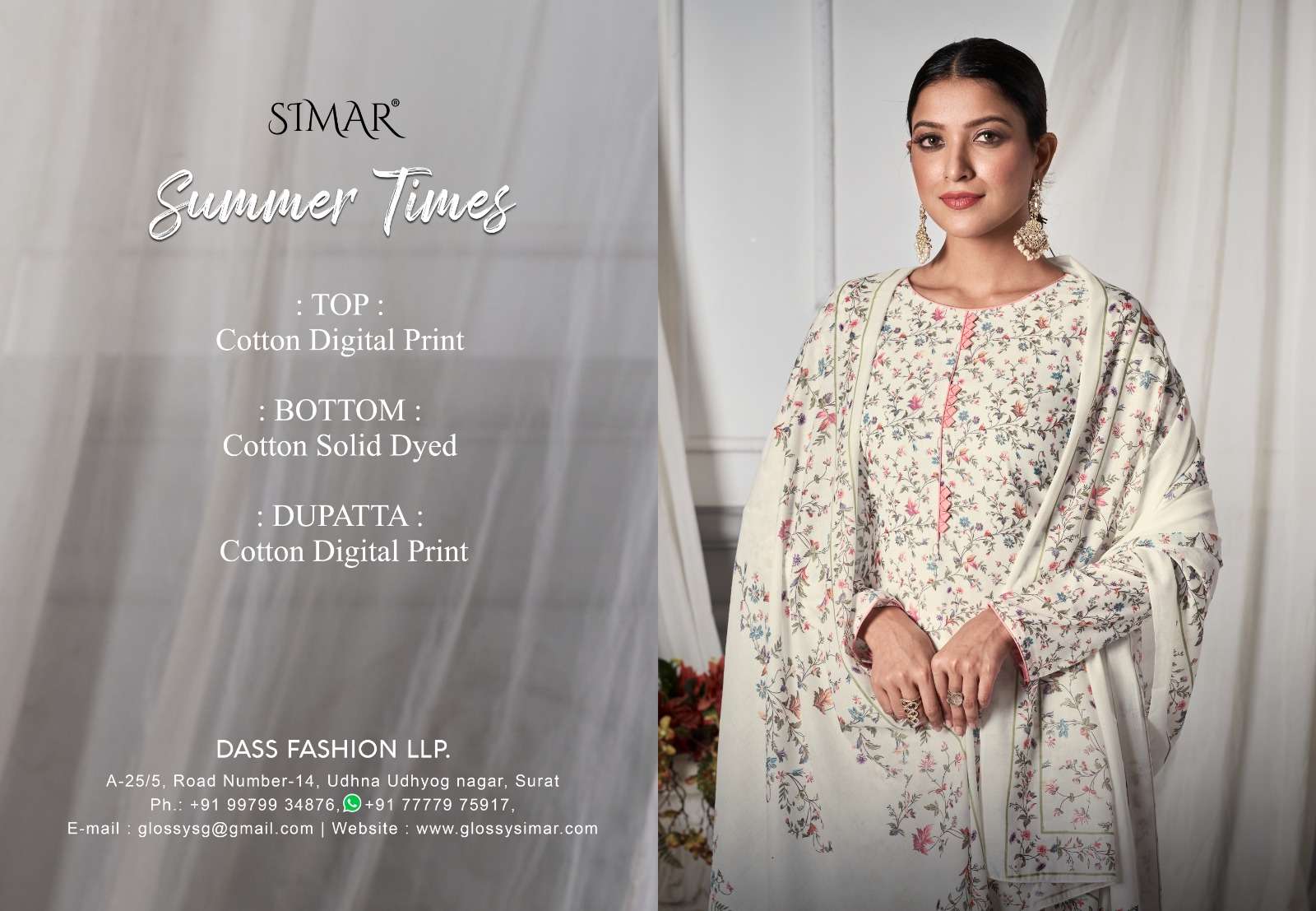 Glossy Simar Summer Times Fancy Digiatl Print Unstitch Heavy Cotton Suit Supplier