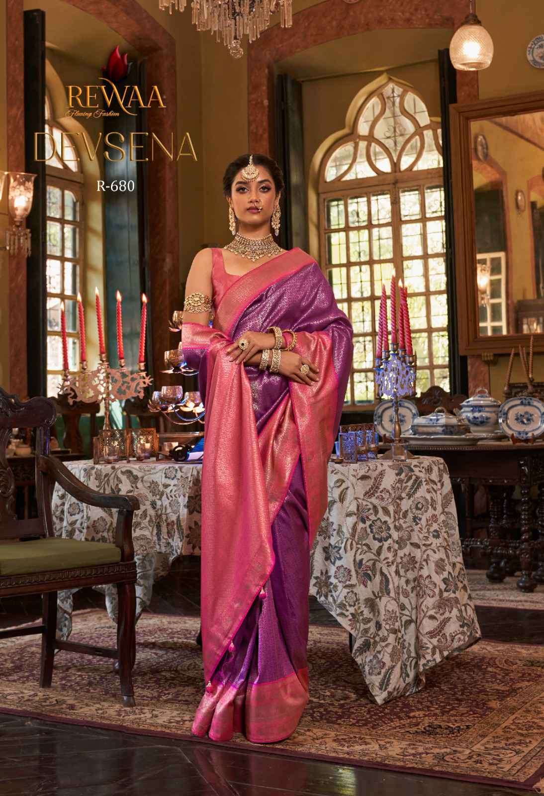 Rewaa Devsena 680 To 688 Kanjivaram Silk Branded Partywear Saree New ...