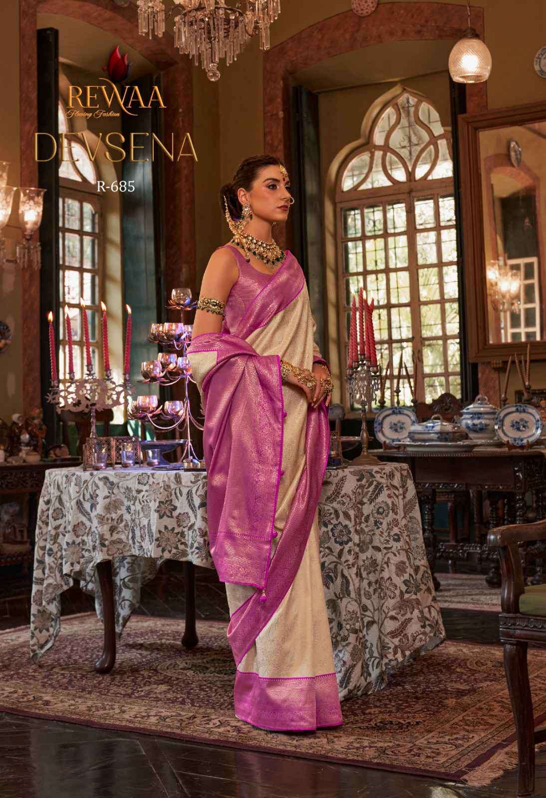 Rewaa Devsena 680 To 688 Kanjivaram Silk Branded Partywear Saree New ...