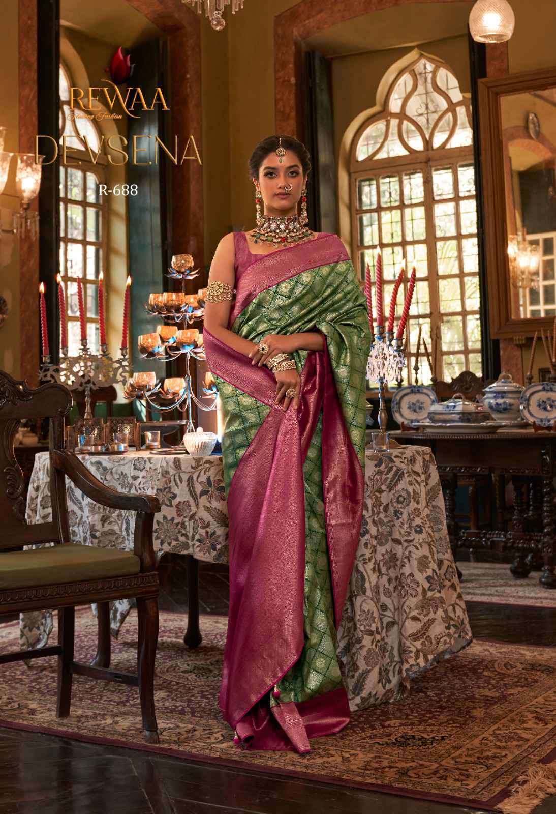 Rewaa Devsena 680 To 688 Kanjivaram Silk Branded Partywear Saree New ...