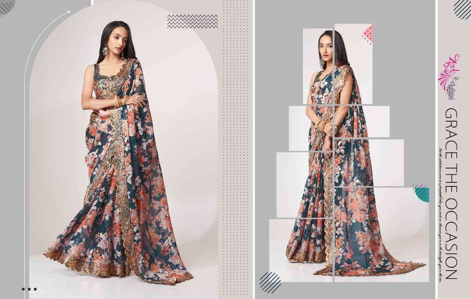 Zeel Clothing Floral Saree Vol 1 1101 To 1109 Festive Collection Saree ...