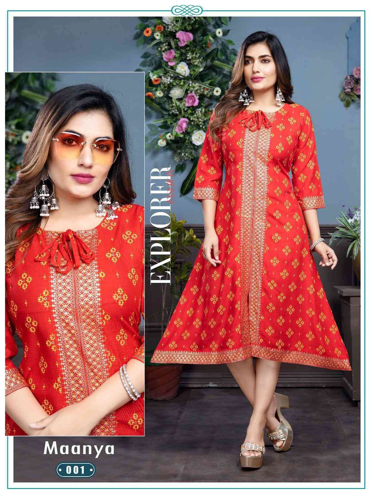 Golden Maanya Vol 1 Stylish Front Cut Designs Kurti Catalog Exporter