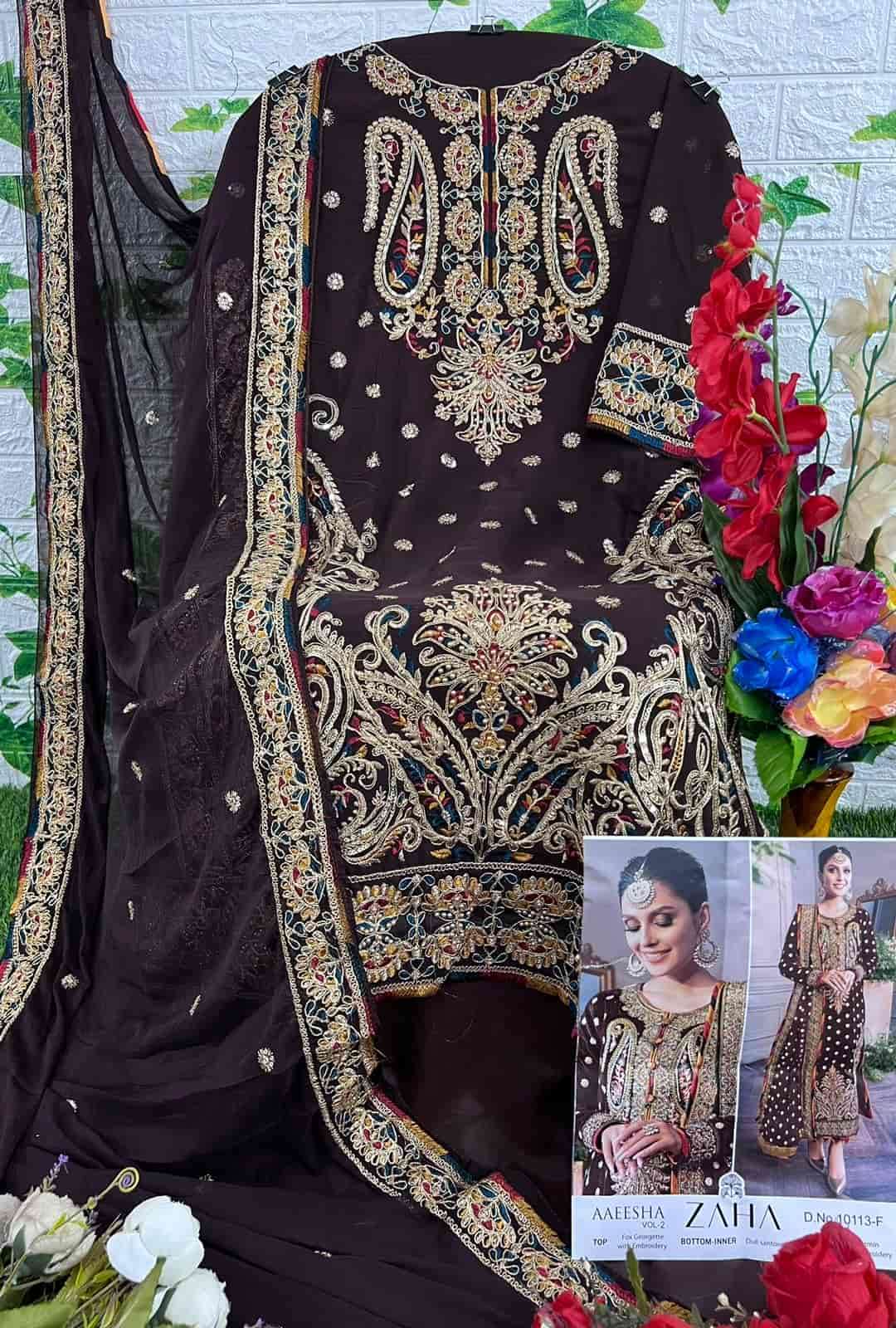 Zaha Aaeesha Vol 2 10113 Colors Pakistani Party Wear Suit Wholasaler