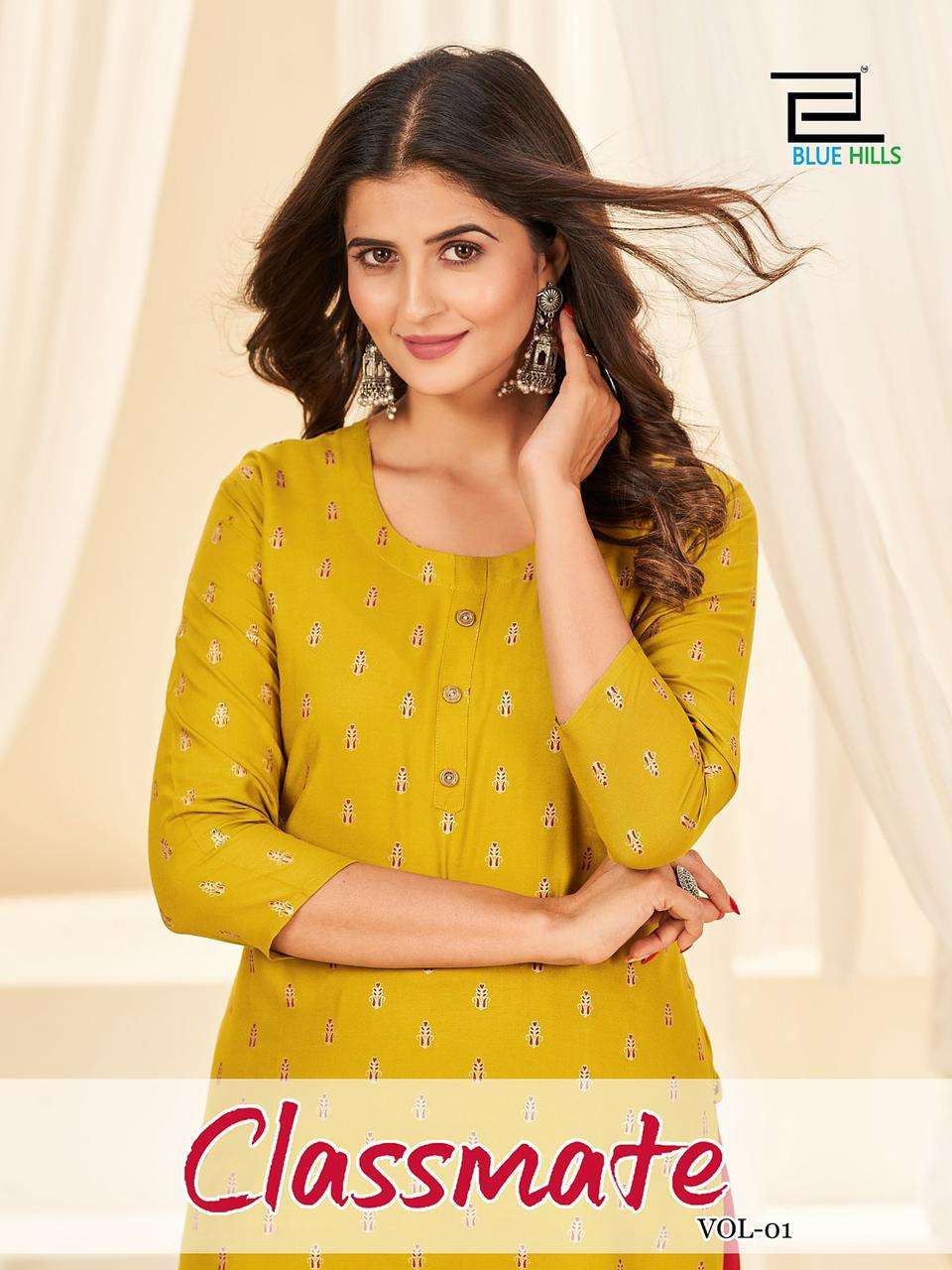 Blue Hills Classmate Vol 1 Stylish Designs Straight Kurti Catalog Exporter