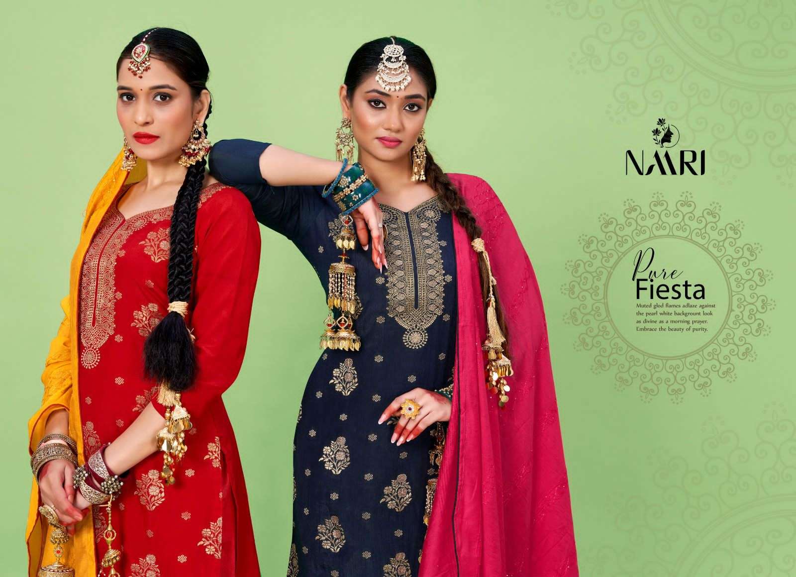 Naari Manya Fancy Jacquard Panjabi Style Ladies Suit Festive Collection