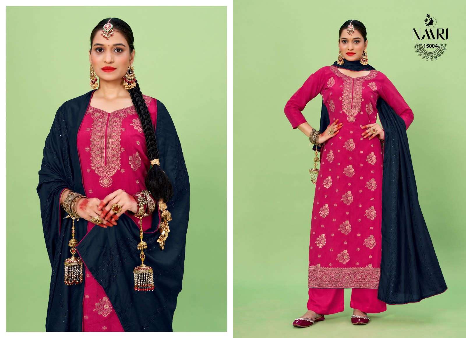 Naari Manya Fancy Jacquard Panjabi Style Ladies Suit Festive Collection