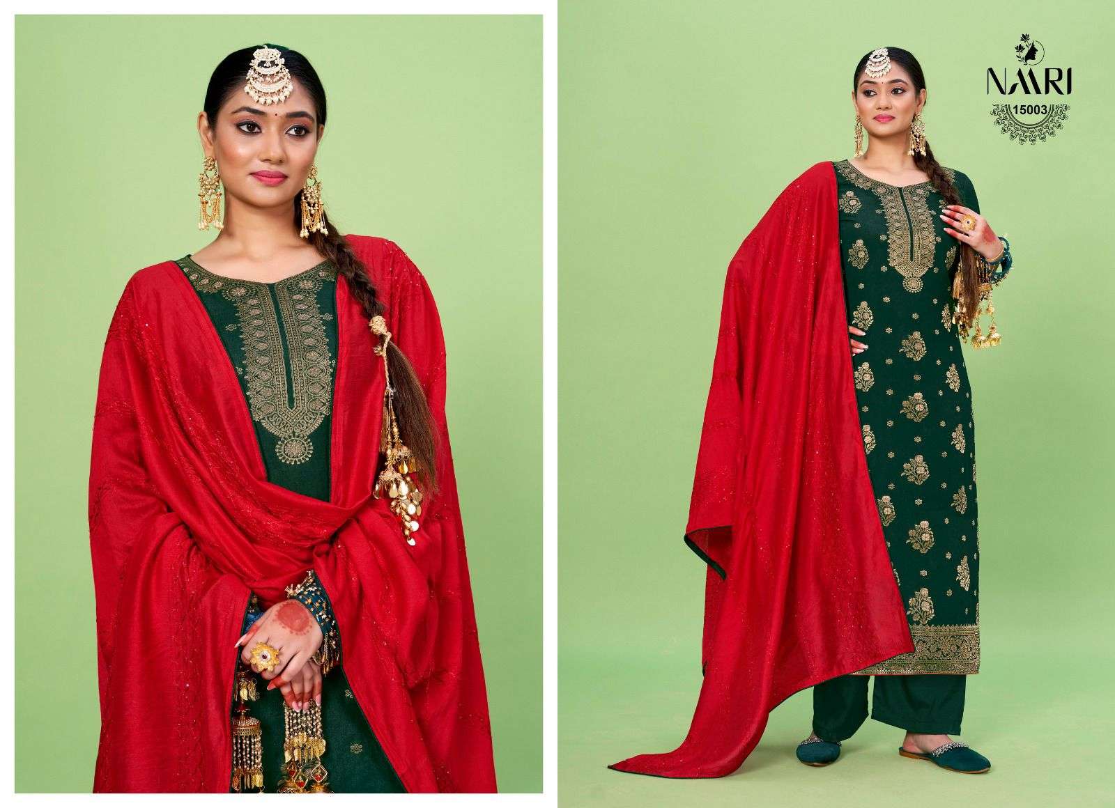 Naari Manya Fancy Jacquard Panjabi Style Ladies Suit Festive Collection