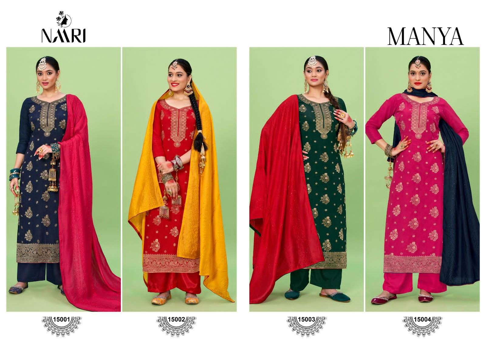 Naari Manya Fancy Jacquard Panjabi Style Ladies Suit Festive Collection