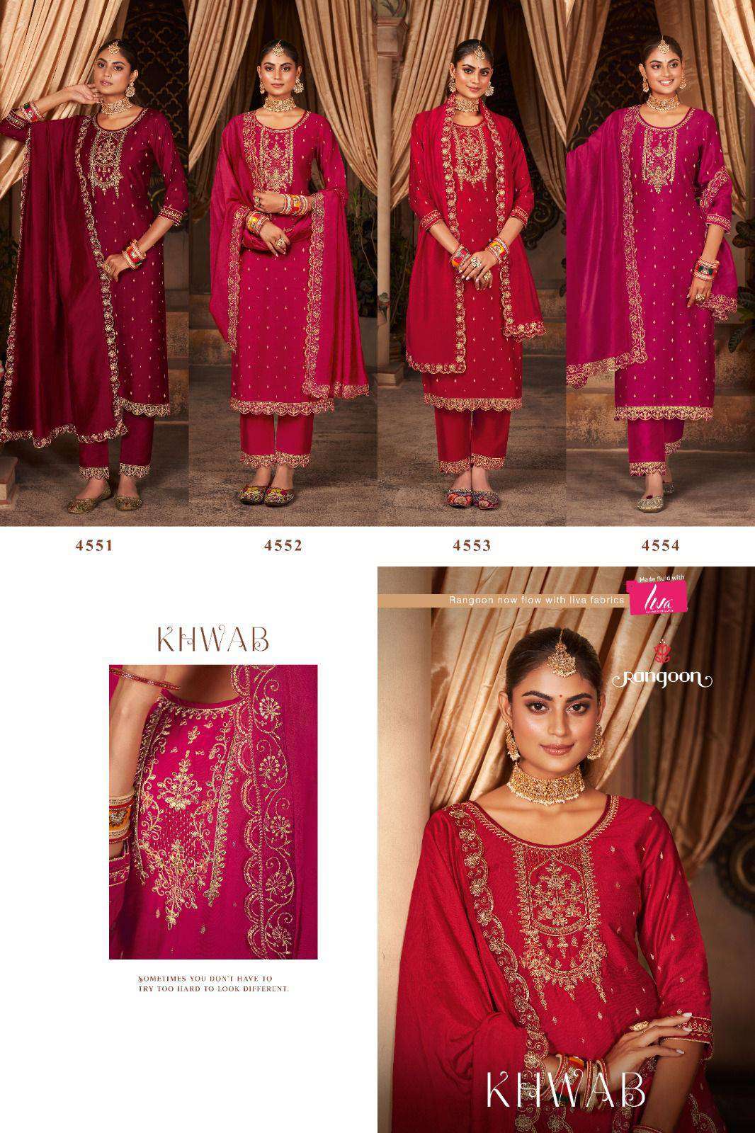 Rangoon Khwab Fancy Jacquard Straight Suit Readymade Designs