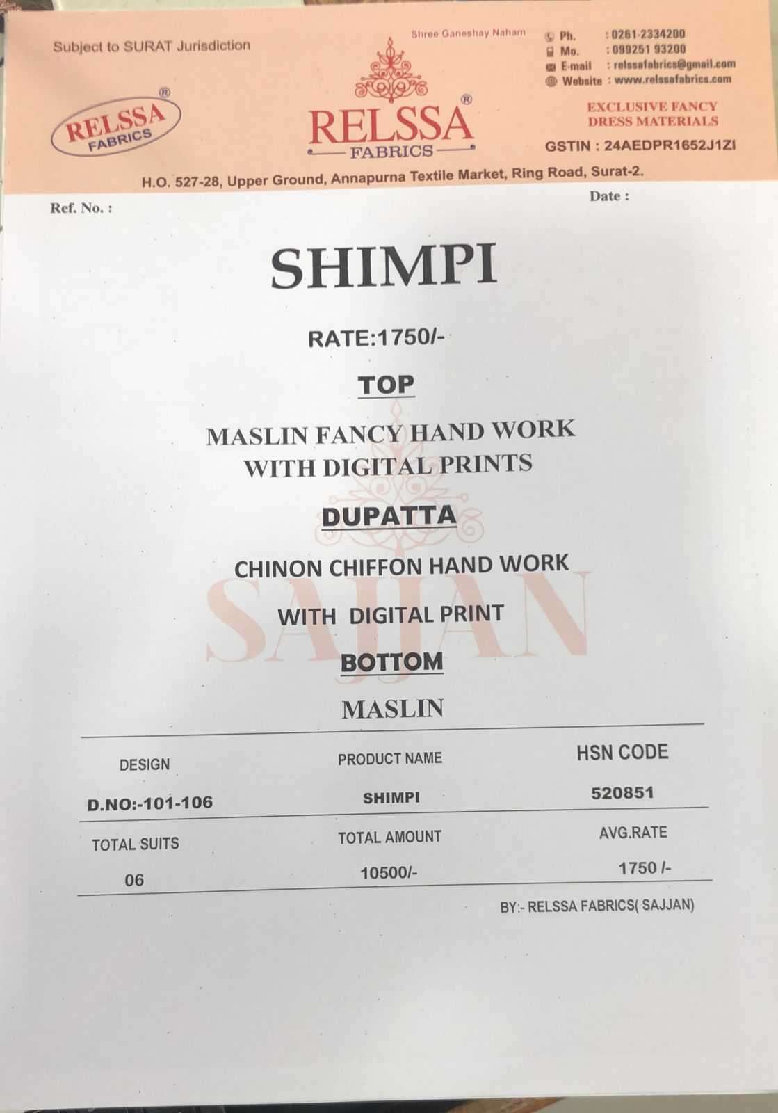 Relssa Shimpi Vol 2 Festive Wear Designer Straight Suit Catalog Supplier