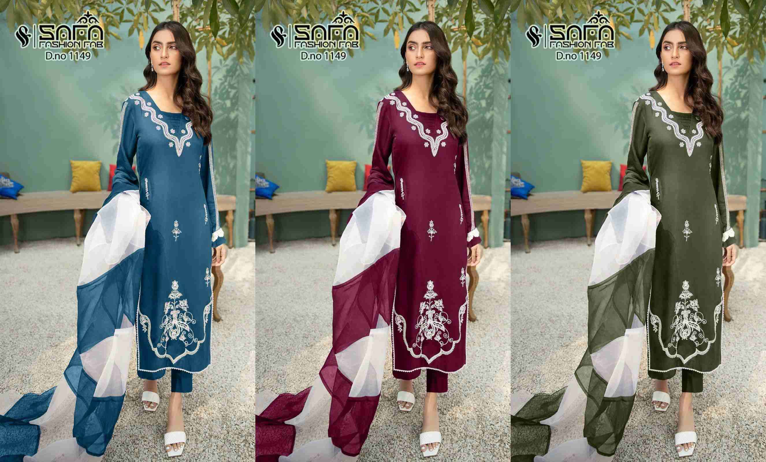 Safa Fashion Fab 1149 Designer Pakistani 3 Piece Suit New Collection