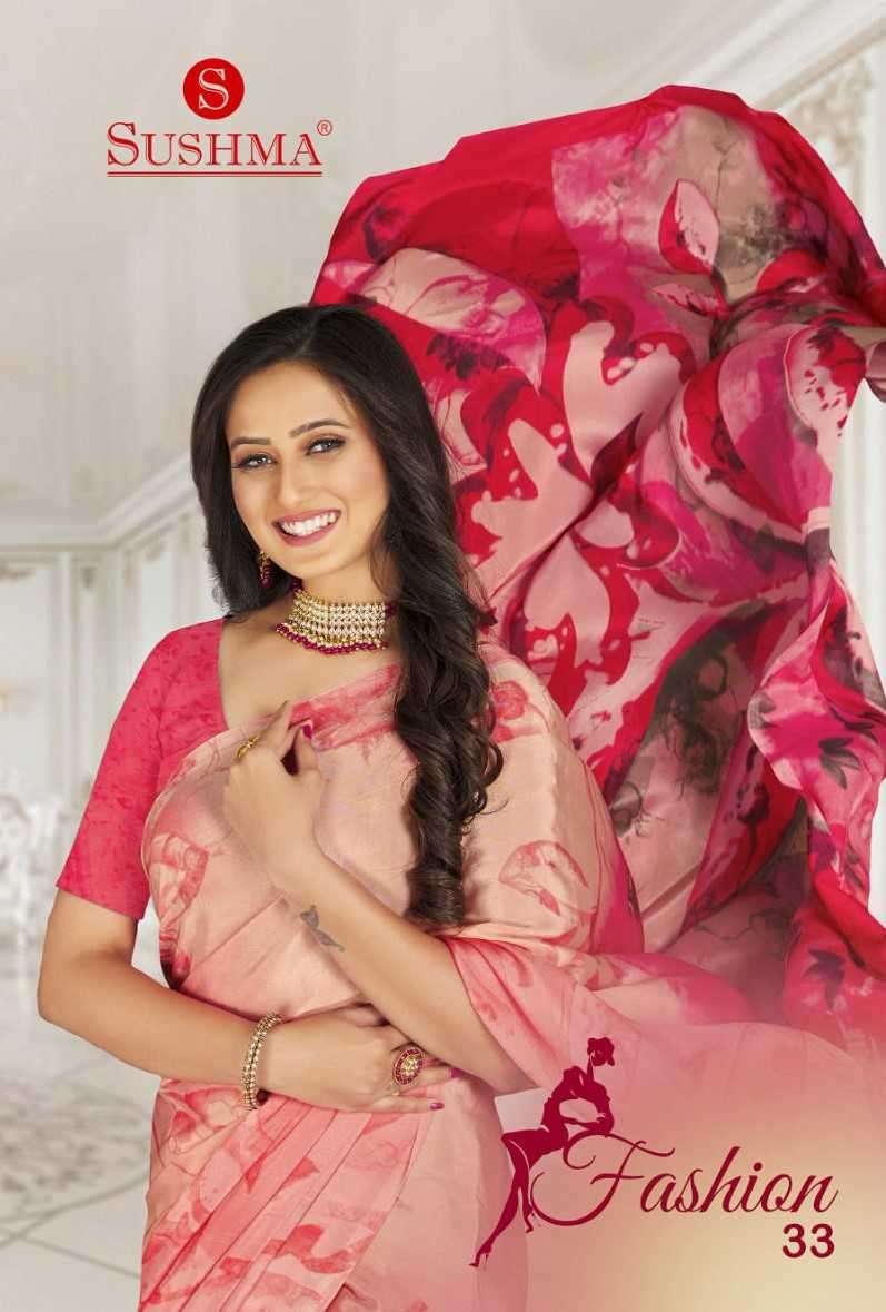 Sushma Fashion 33 Fancy Floral Print Braded Crape Saree New Collection