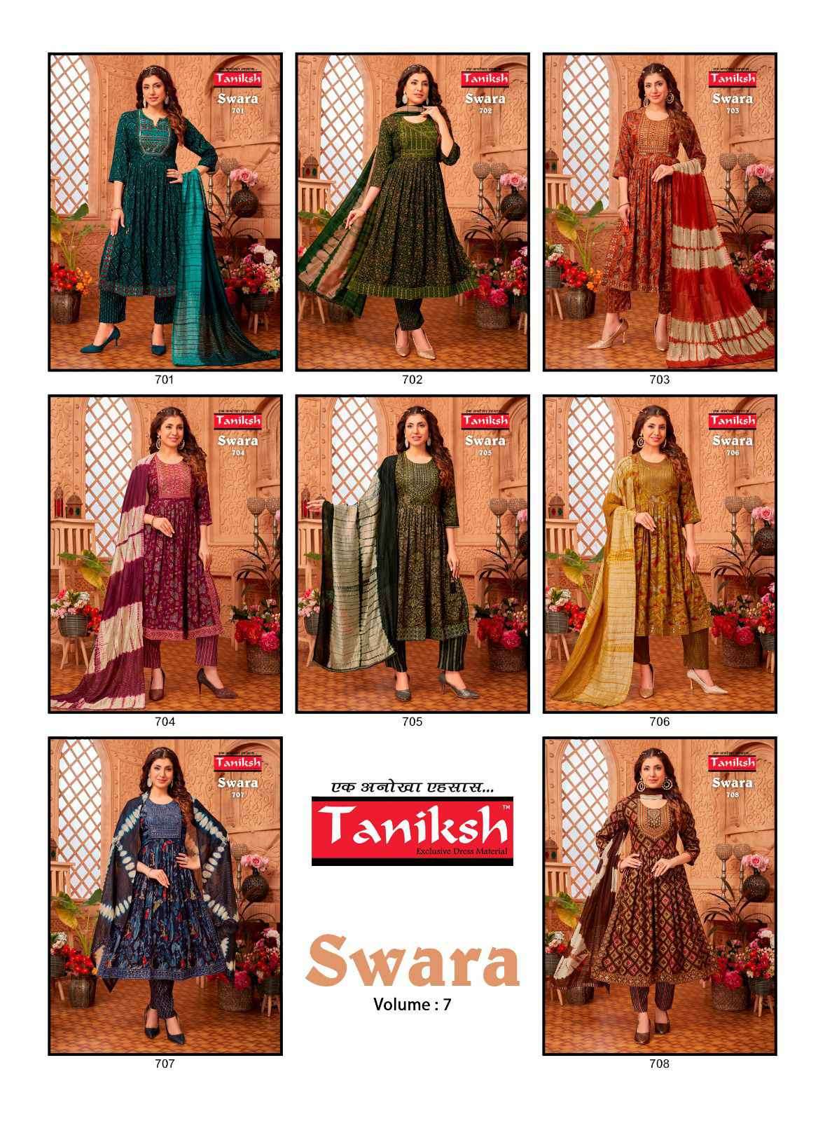 Taniksh Swara Vol 7 Stylish Nayra Designs 3 Piece Suit Wholesaler