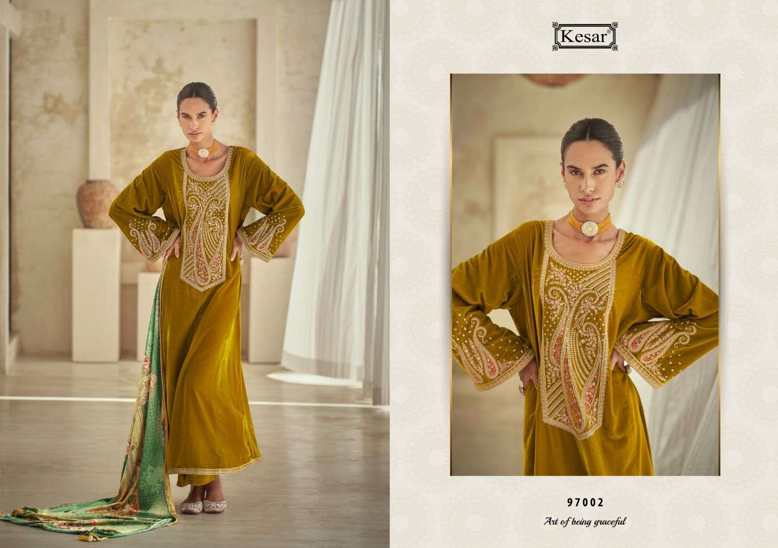 Karachi Prints Kesar Qurbat Designer Velvet Suit Catalog Wholesaler