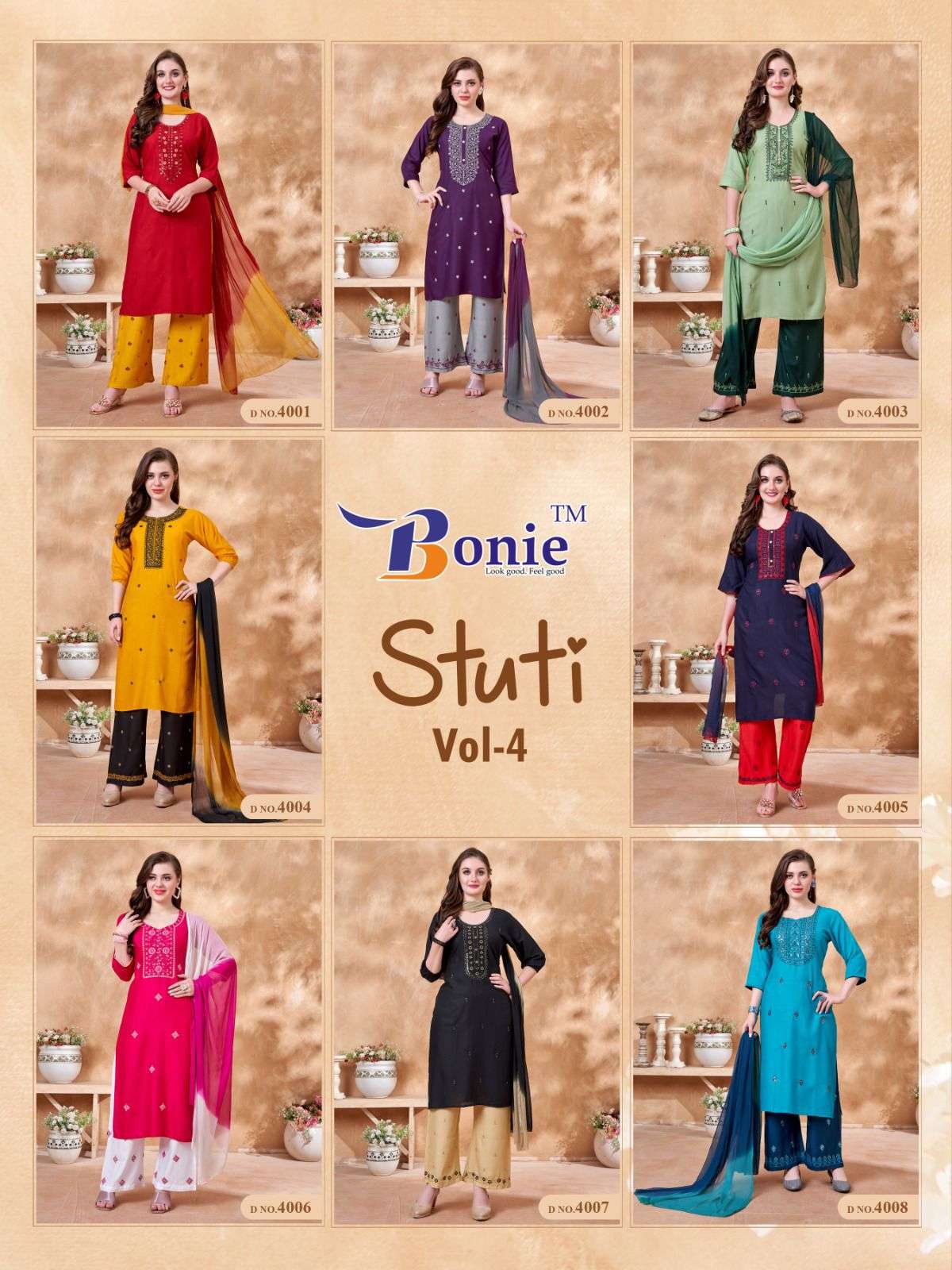 Bonie Stuti Vol 4 Fancy Rayon Readymade Palazzo Dess Catalog Exporter
