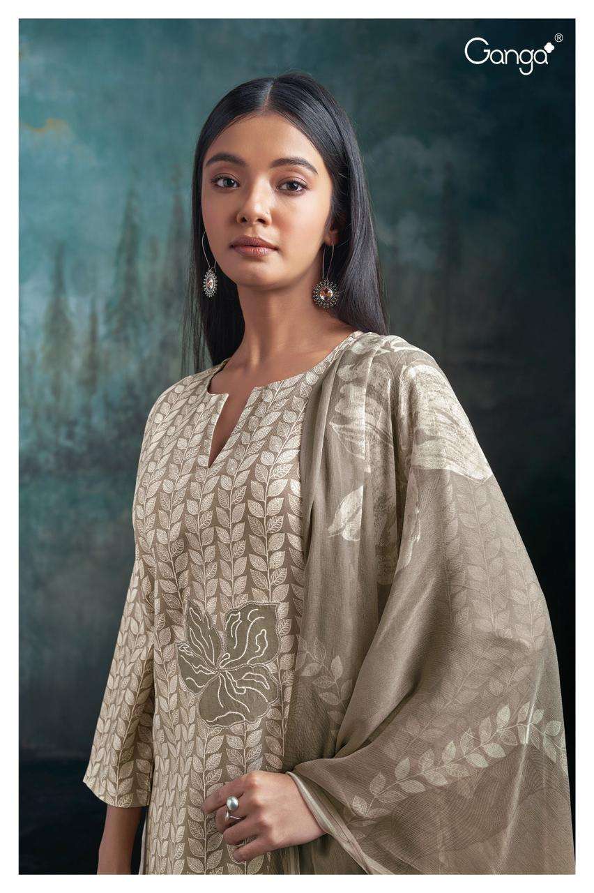 Ganga Skylar 2073 Pure Pashmina Branded Winter Collection Suit Exporter