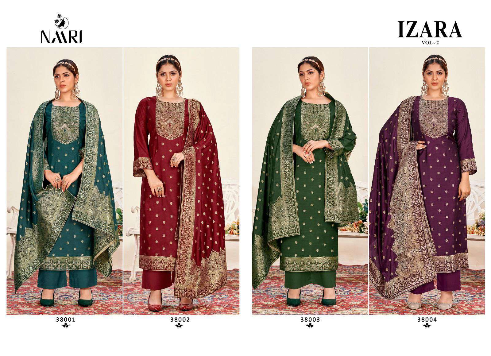 Naari Izara Vol 2 Designer Muslin Jacquard Ladies Suit Catalog Exporter