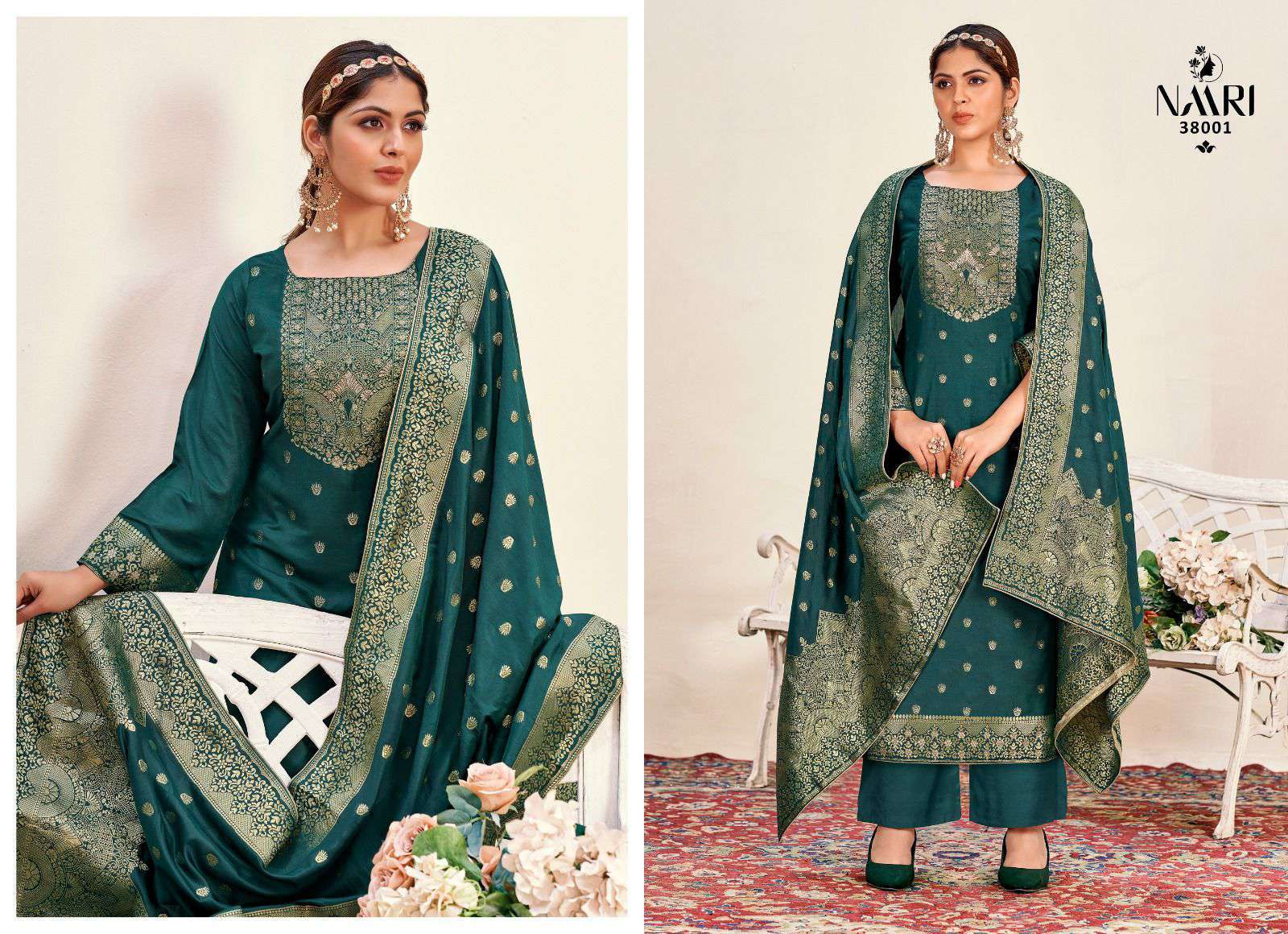 Naari Izara Vol 2 Designer Muslin Jacquard Ladies Suit Catalog Exporter