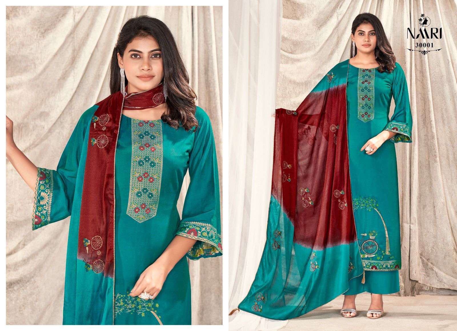 Naari Jesica Fancy Muslin Jacquard Traditional Wear Suits New Arrivals