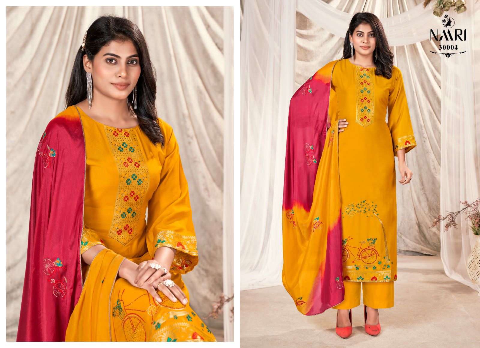 Naari Jesica Fancy Muslin Jacquard Traditional Wear Suits New Arrivals