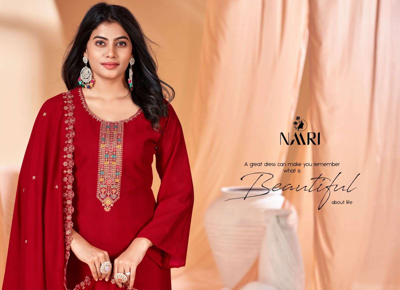 Naari Kesar Fancy Silk Festive Wear Ladies Suit Online Sales Exporter
