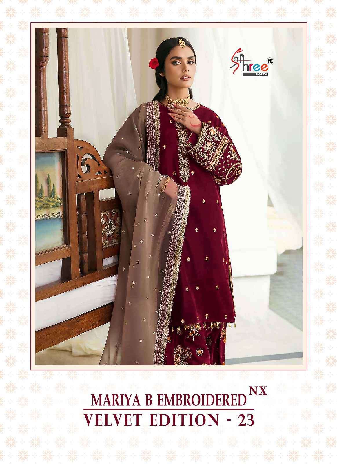 Shree Fabs Mariya B Embroidered Velvet Edition 23 Nx Pakistani Velvet Suits Exporter
