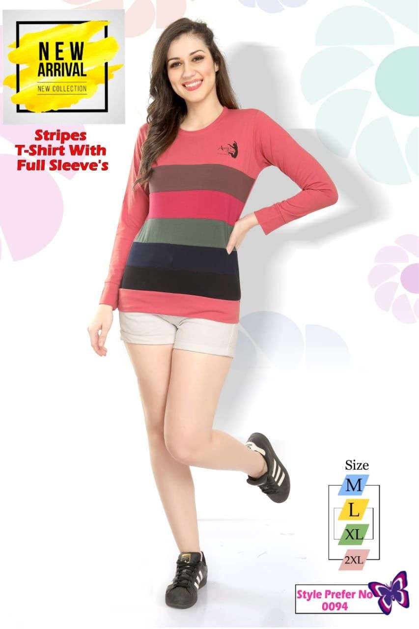 Summer Special Vol 94 Ladies Wear Striped T Shirt Catalog Exporter