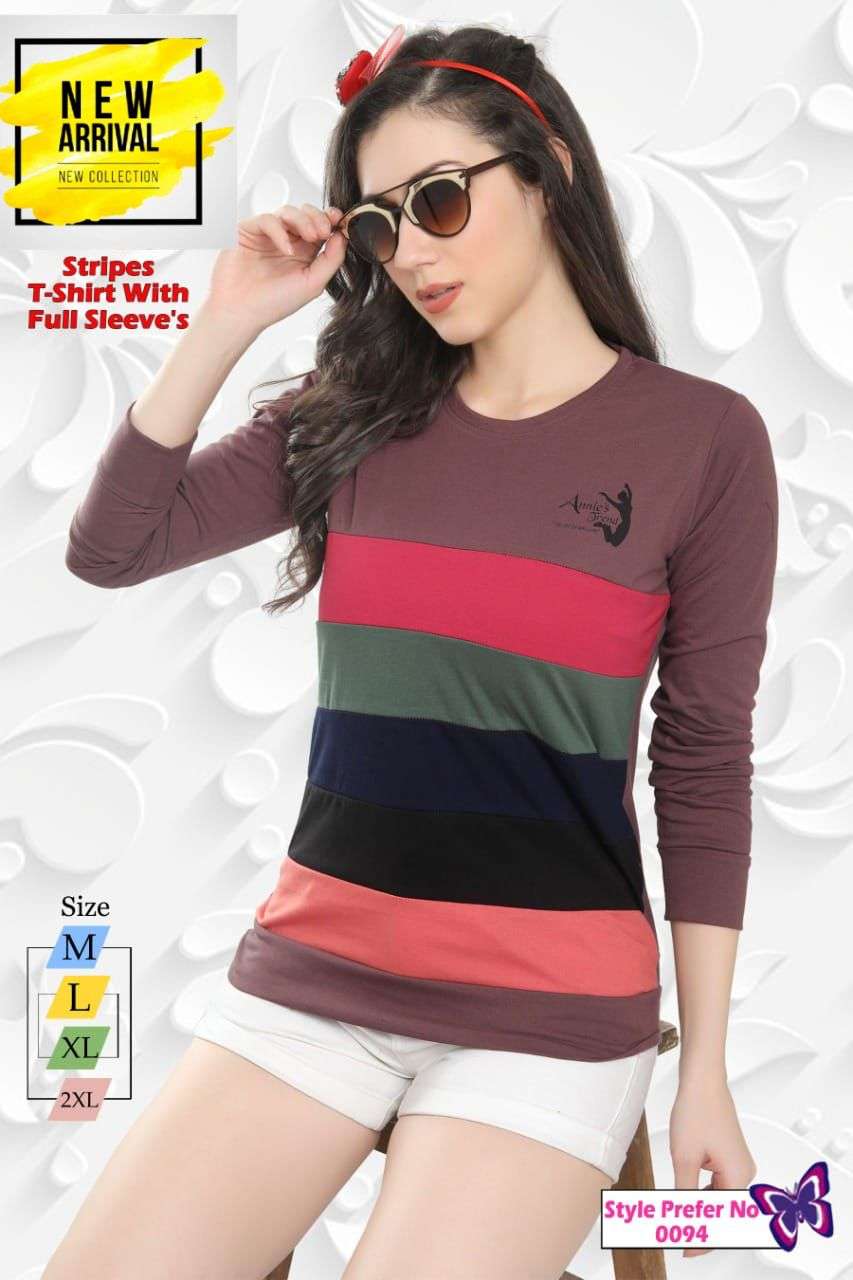 Summer Special Vol 94 Ladies Wear Striped T Shirt Catalog Exporter