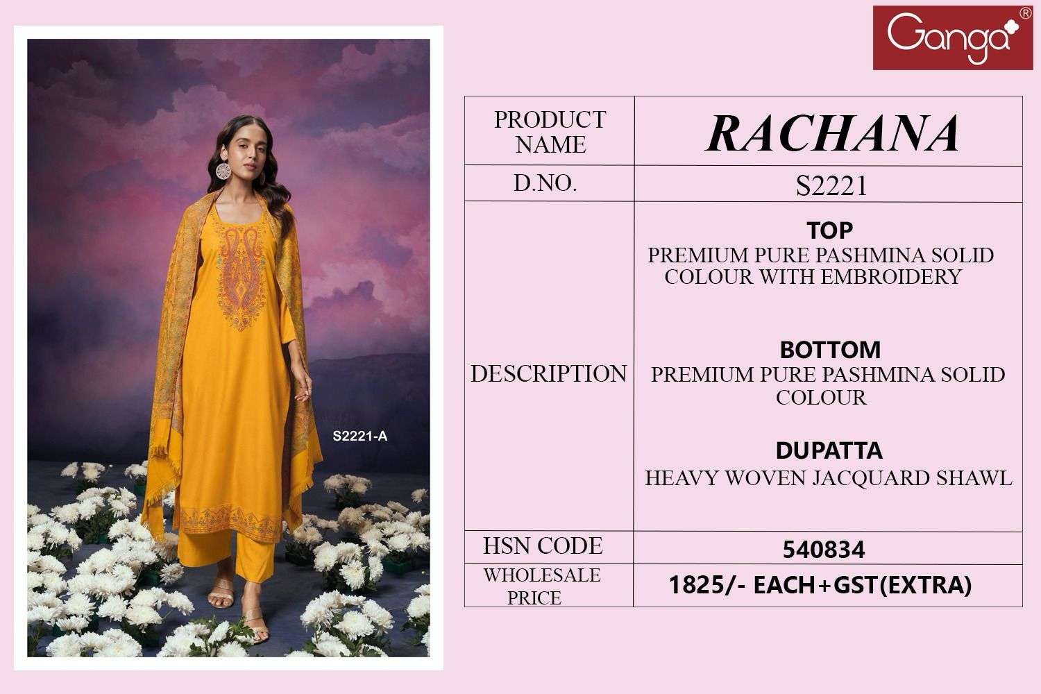 Ganga Rachana 2221 Exclusive Pashmina Premium Collection Dress Exporters