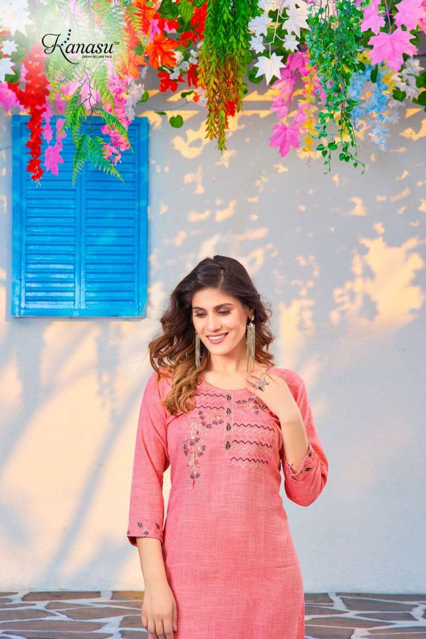 Kanasu Lotus Fancy Rayon Exclusive Straight Kurti Online Sales Collection