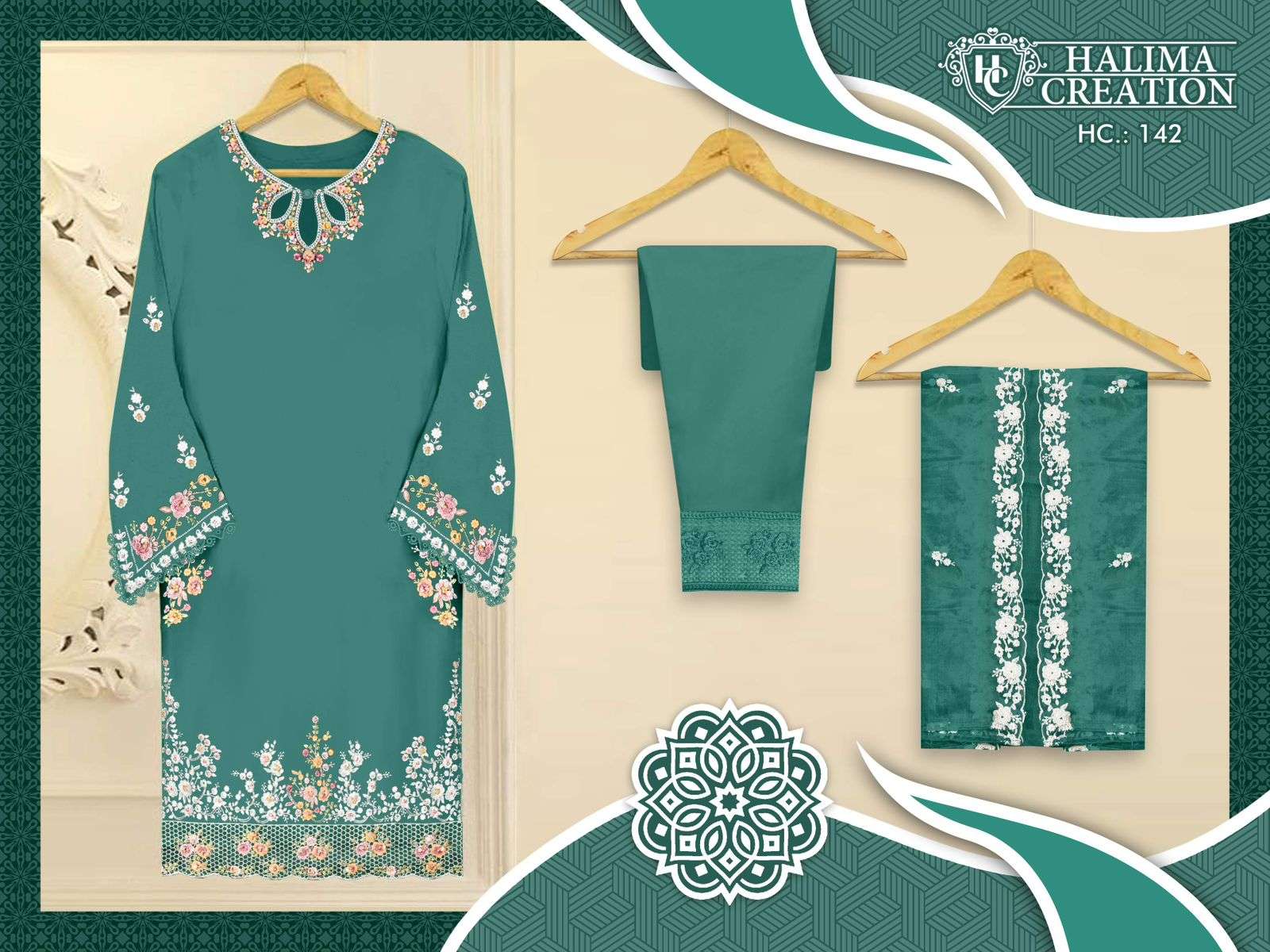 Halima Creation Hc 142 Pure Organza Pakistani Suit Readymade Collection