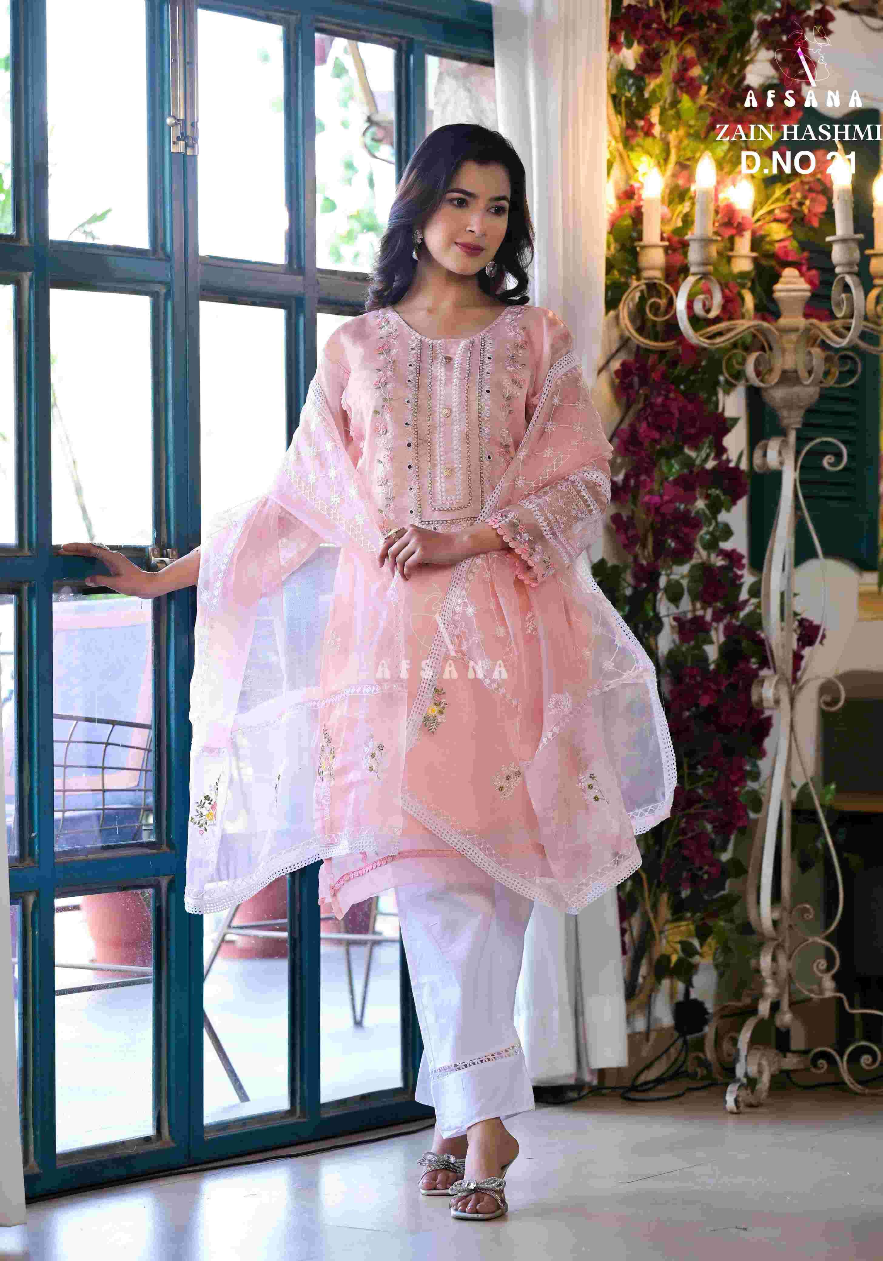 Afsana Zain Hashmi D 21 Readymade Organza Designer Pakistani Dress