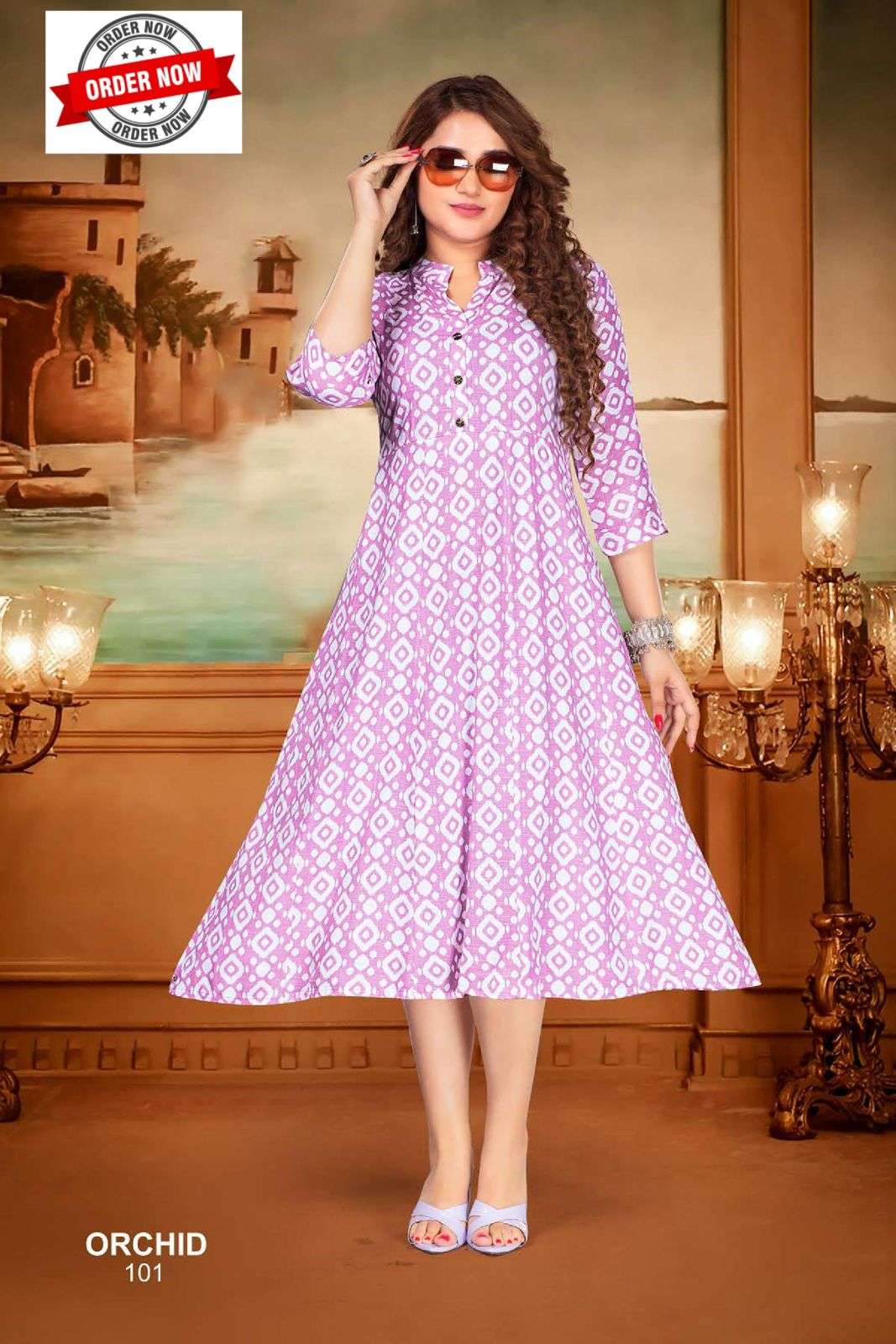 Jlf Orchid Vol 1 Fancy Rayon Print Flared Kurti Catalog Dealers
