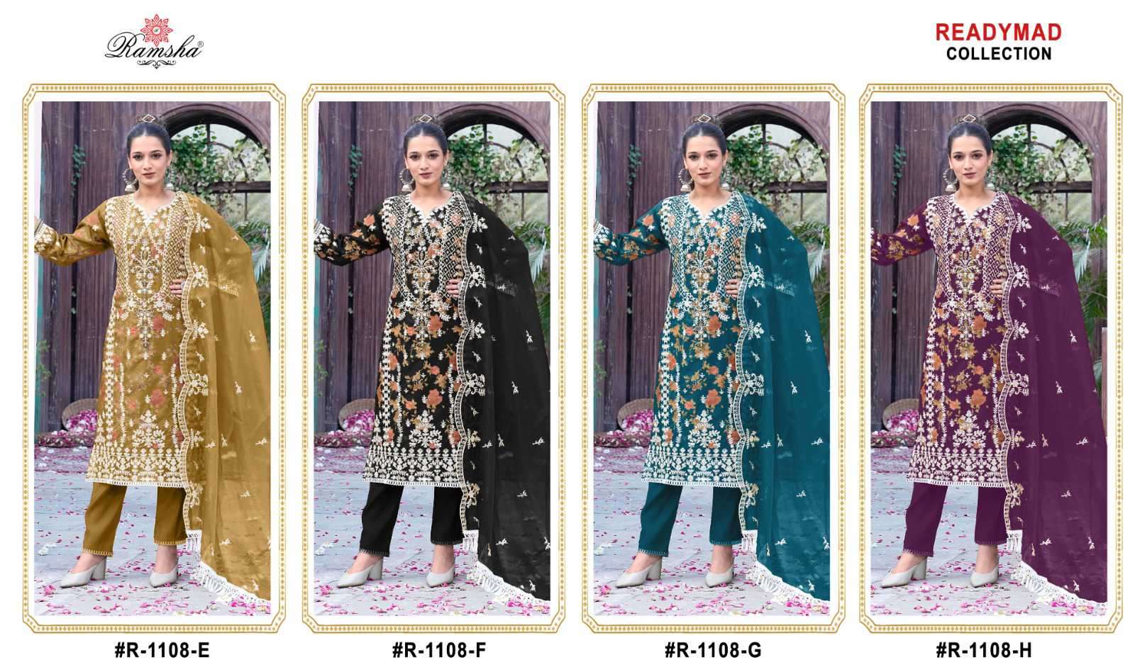 Ramsha R 1108 Nx Readymade Pakistani Straight Suit Exporters