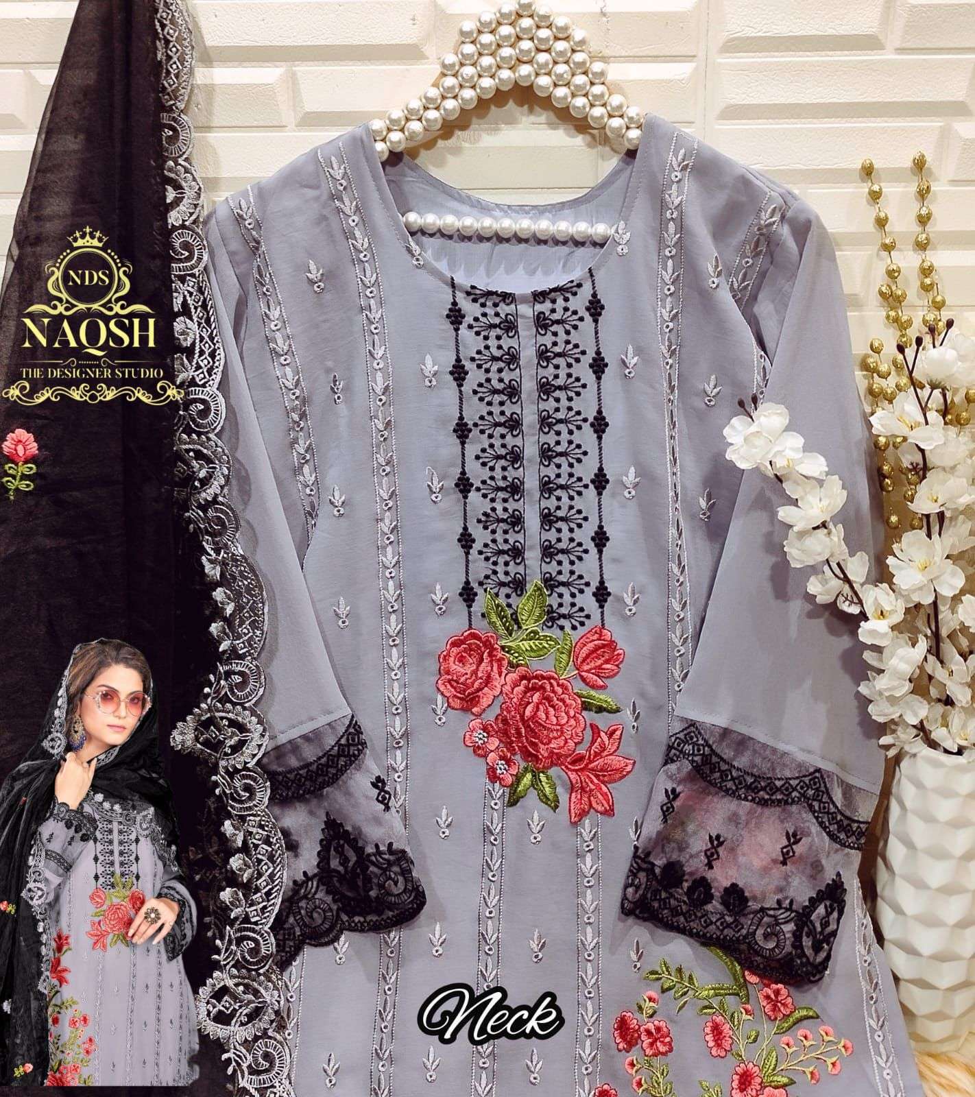 Naqsh Nds 15001 Designer Top Bottom Dupatta Set Pakistani Pair