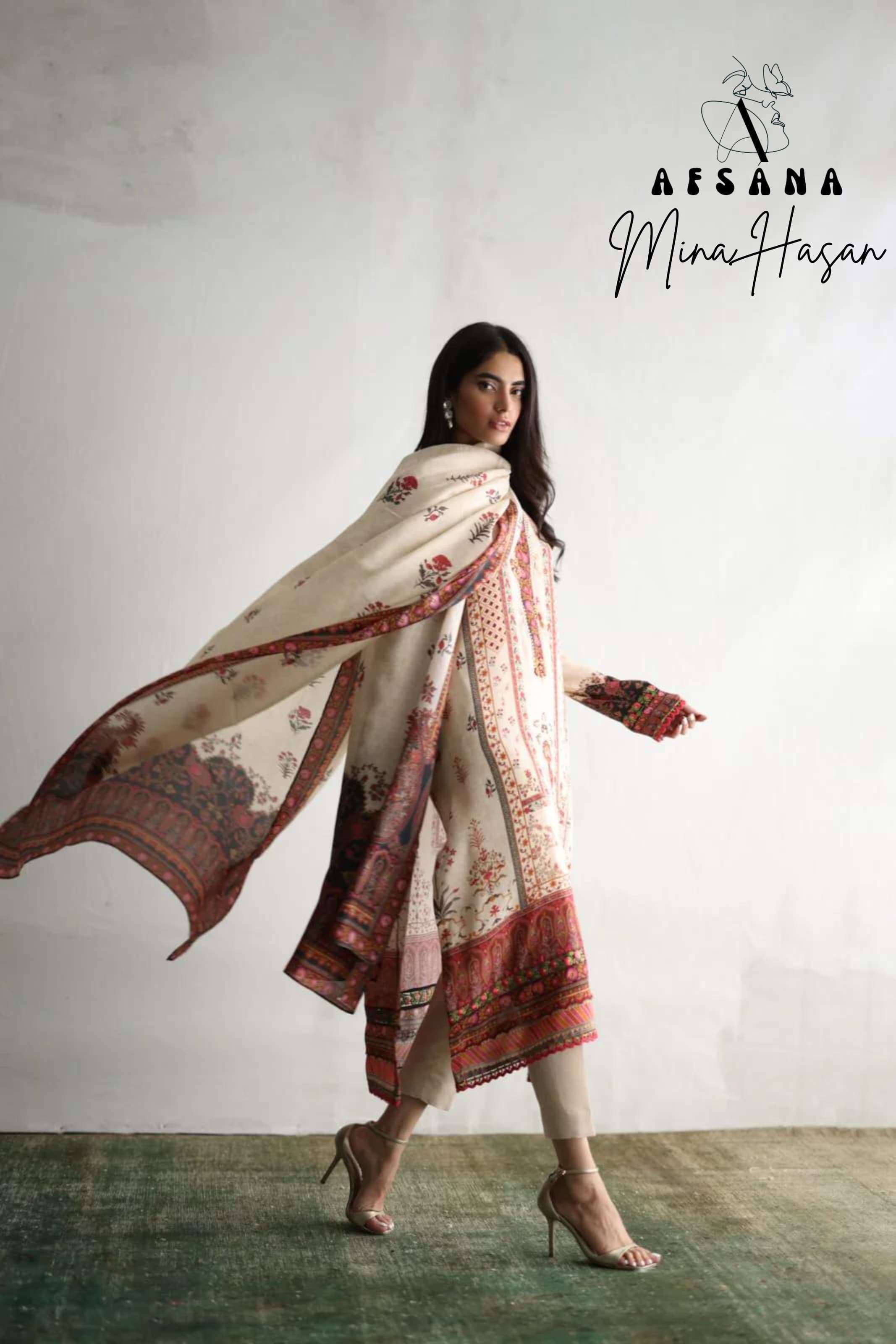 Afsana Mina Hasan Readymade Muslin Suit New Designs