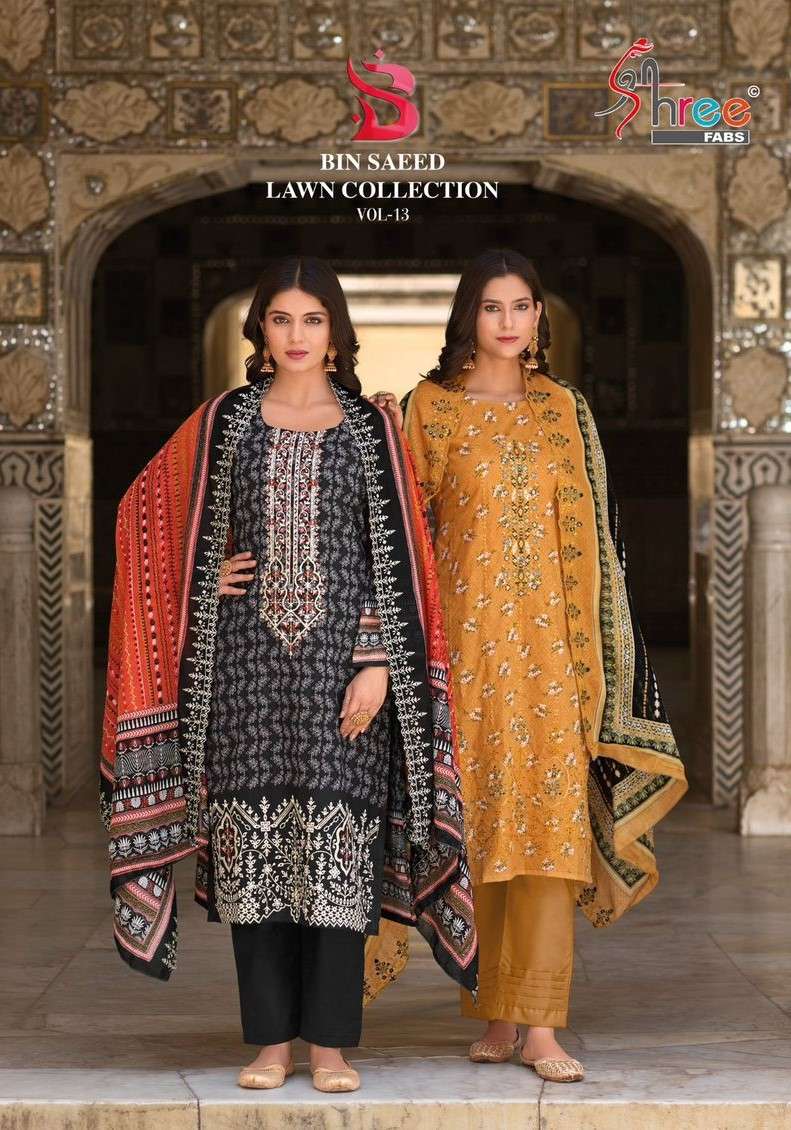 Shree Fabs Bin Saeed Lawn Collection Vol 13 Fancy Pakistani Pure Cotton ...