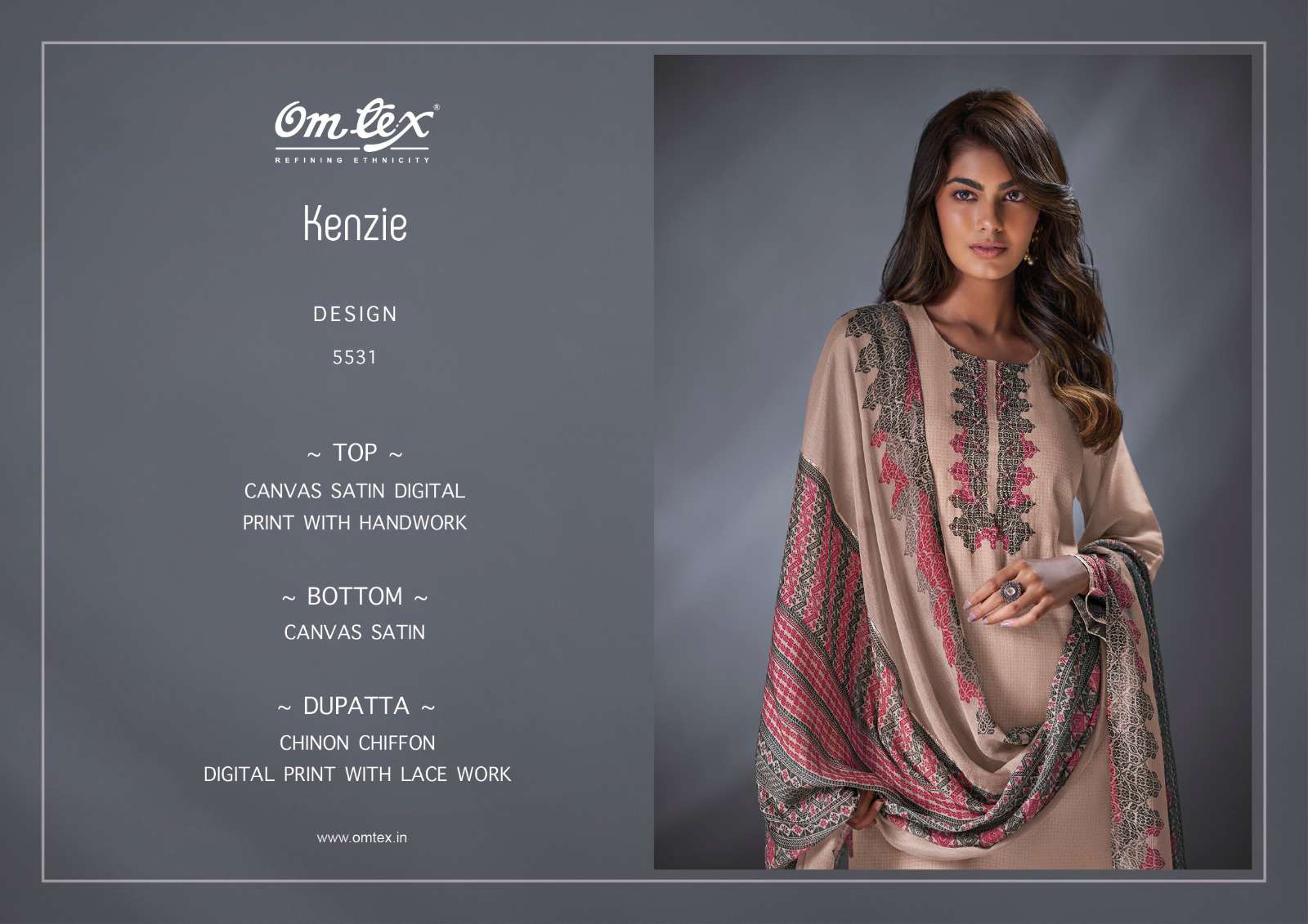 Omtex Kenzie Fancy Satin Exclusive Ladies Suit Catalog Exporter