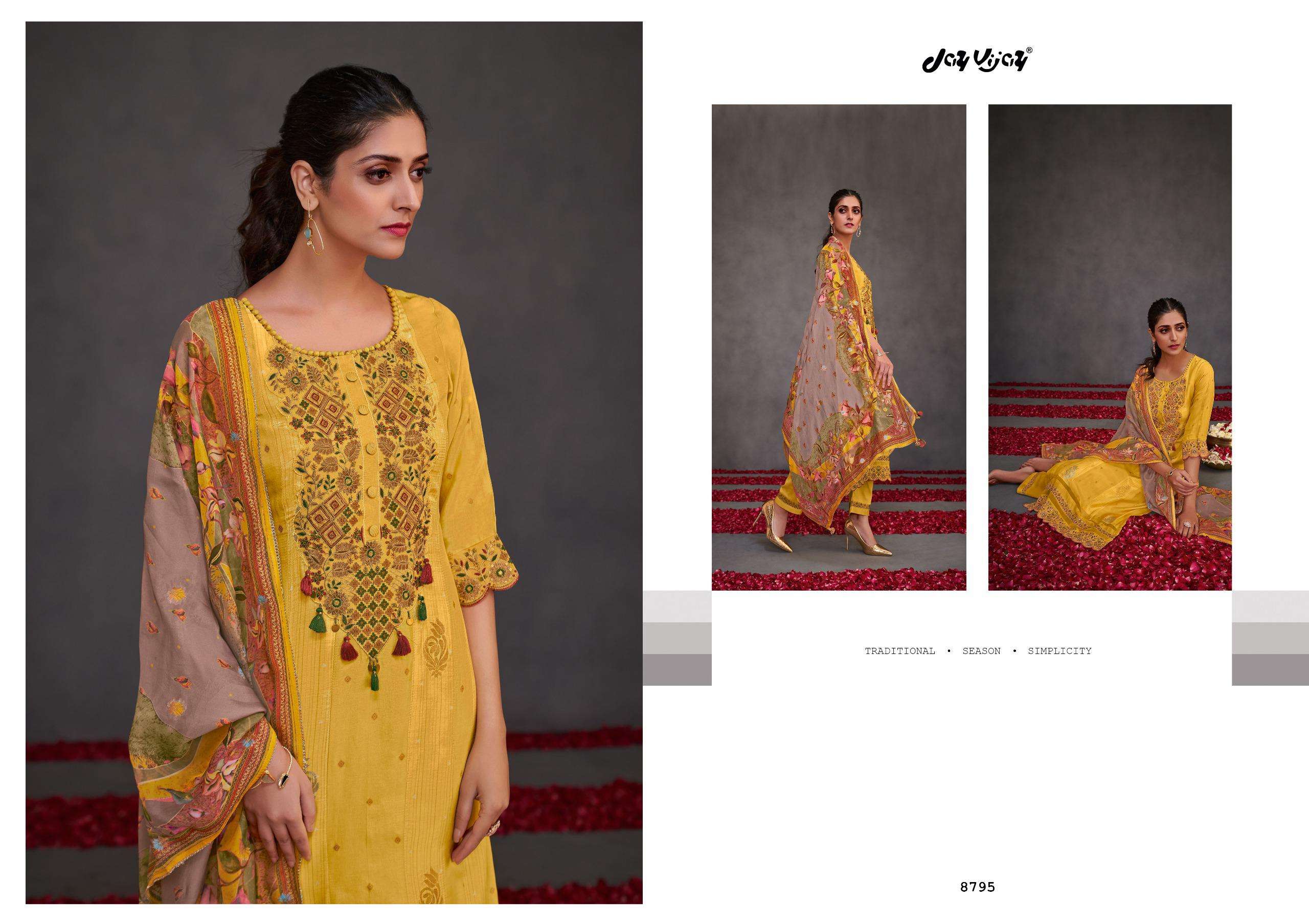 Jay Vijay Gulab Festive Wear Designer Jacquard Silk Suit Wholesaler