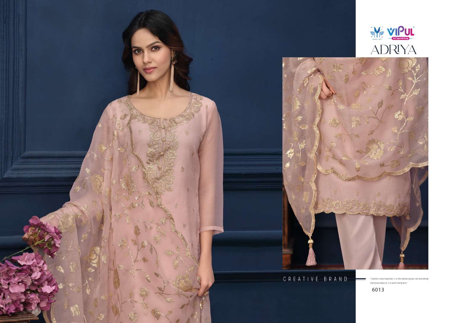 Vipul Fashion Adriya Latest Designer Chiffon Organza Suit Catalog Supplier
