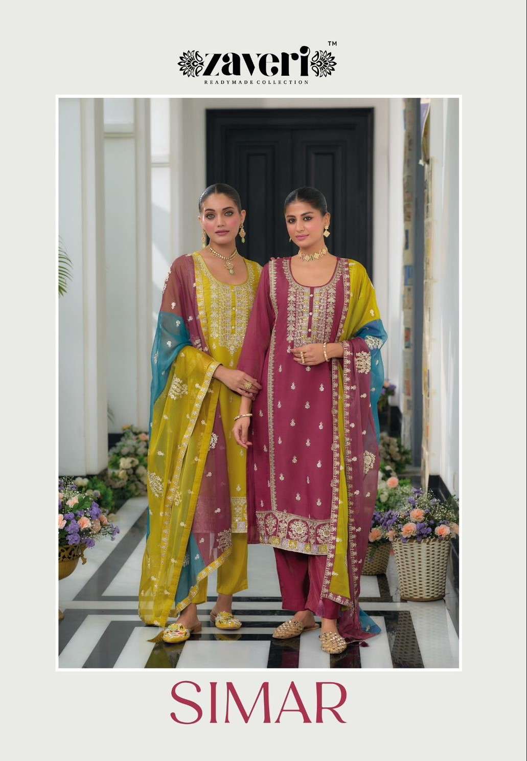 Zaveri Simar Designer Silk 3 Piece Suit Latest Collection