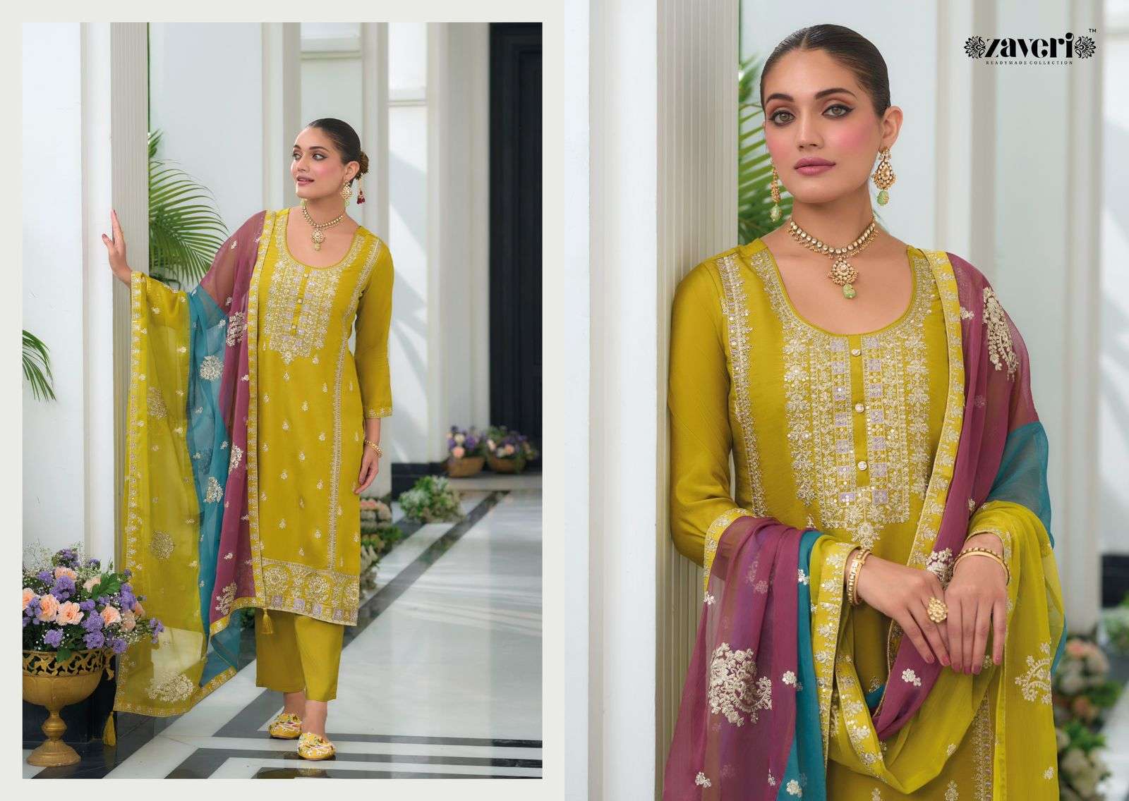 Zaveri Simar Designer Silk 3 Piece Suit Latest Collection