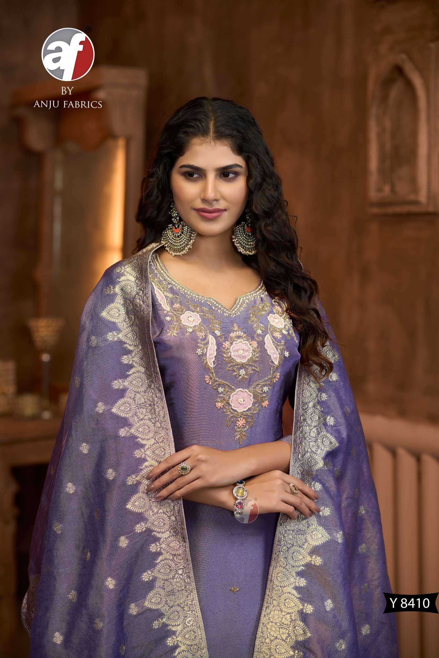 Af Y 8410 Readymade Designer Tissue Silk Suits Size Set Catalog