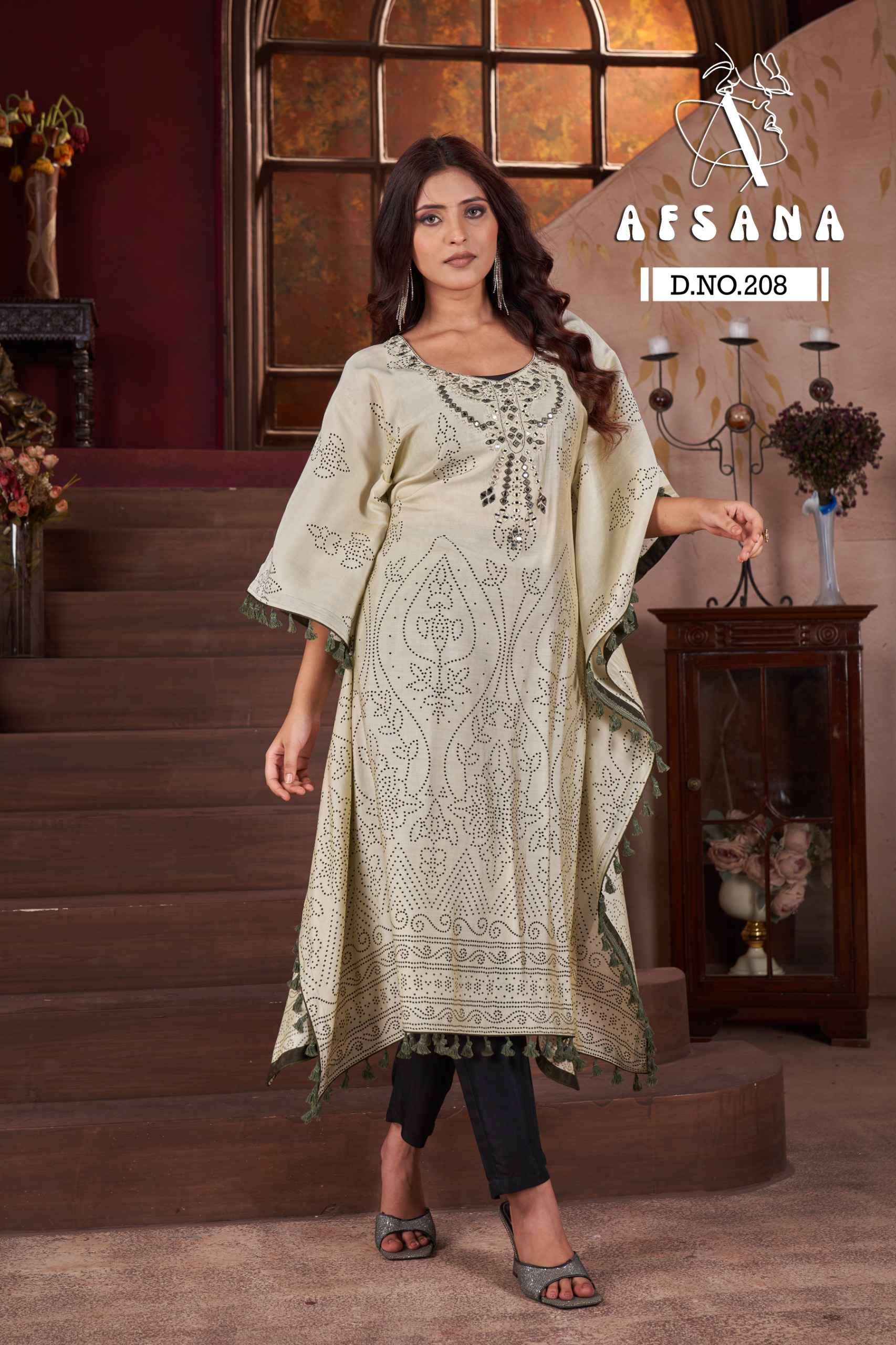 Afsana D 208 Designer Kaftan Top Bottom Pair Combo Suits
