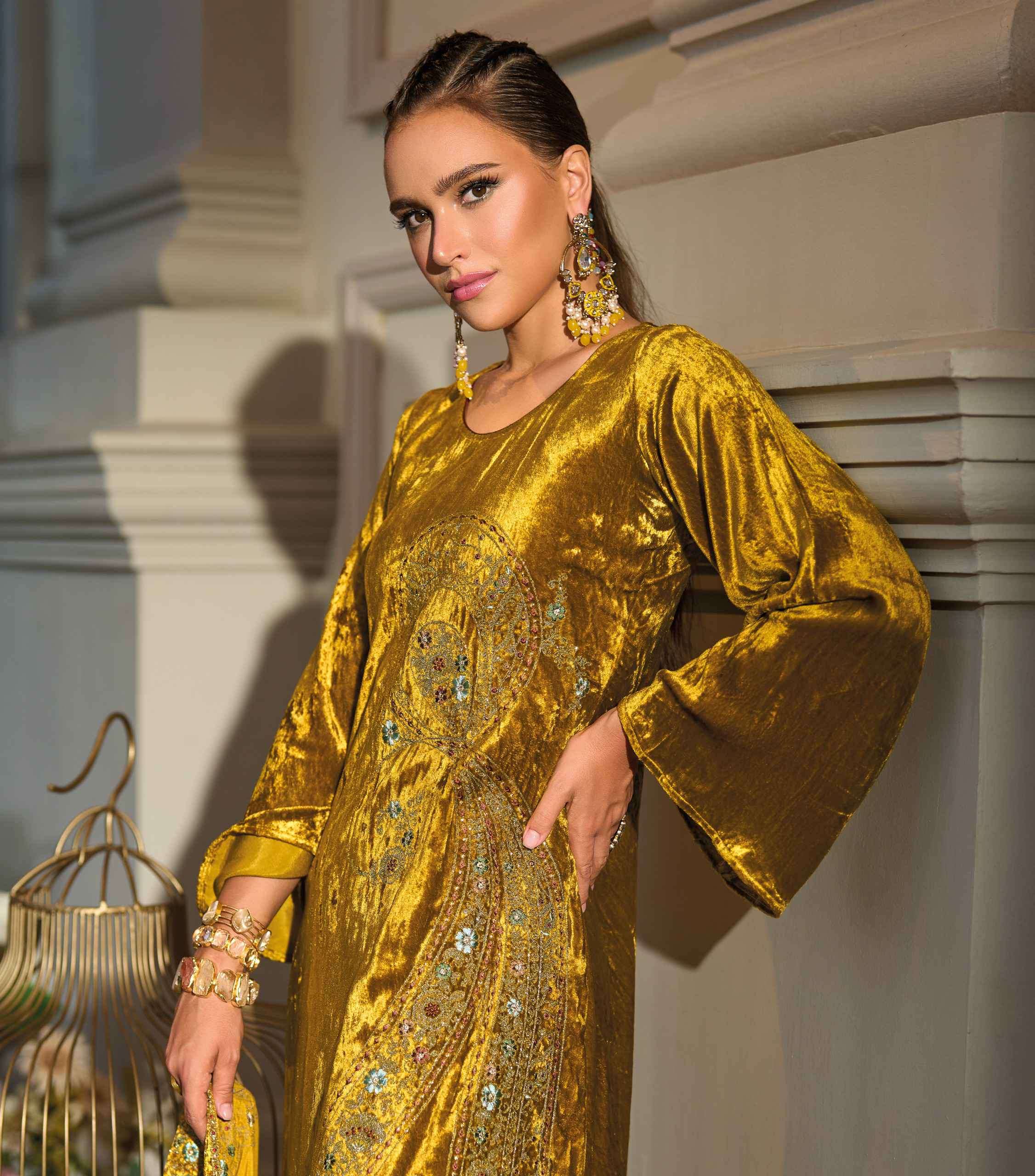 Rangati Prints Raeya Designer Work Velvet Suit Catalog Exporters